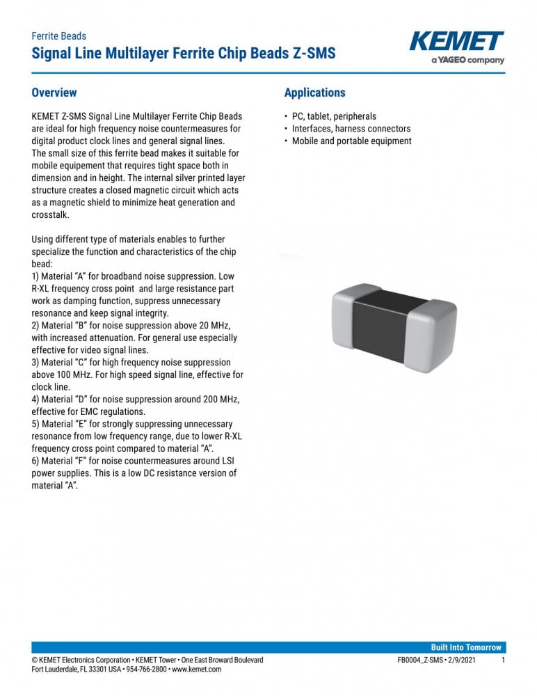 KEMET Z-SMS datasheet page 1