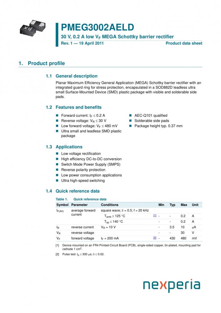 PMEG3002AELD datasheet page 1