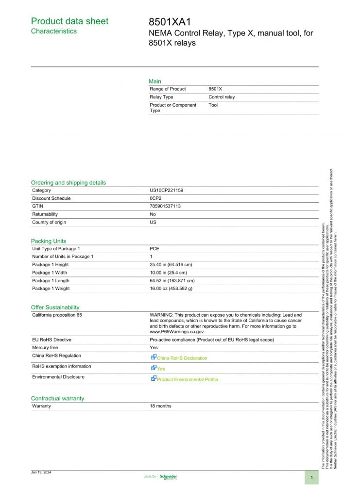 8501XA1 technical document preview