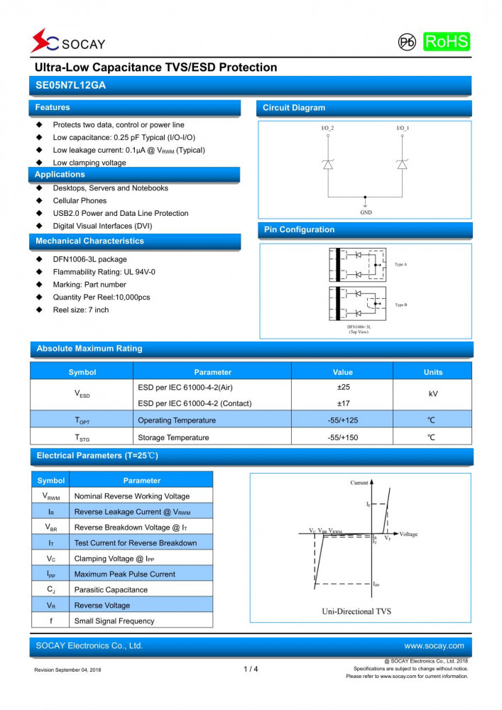 SE05N7L12GA technical document page 1