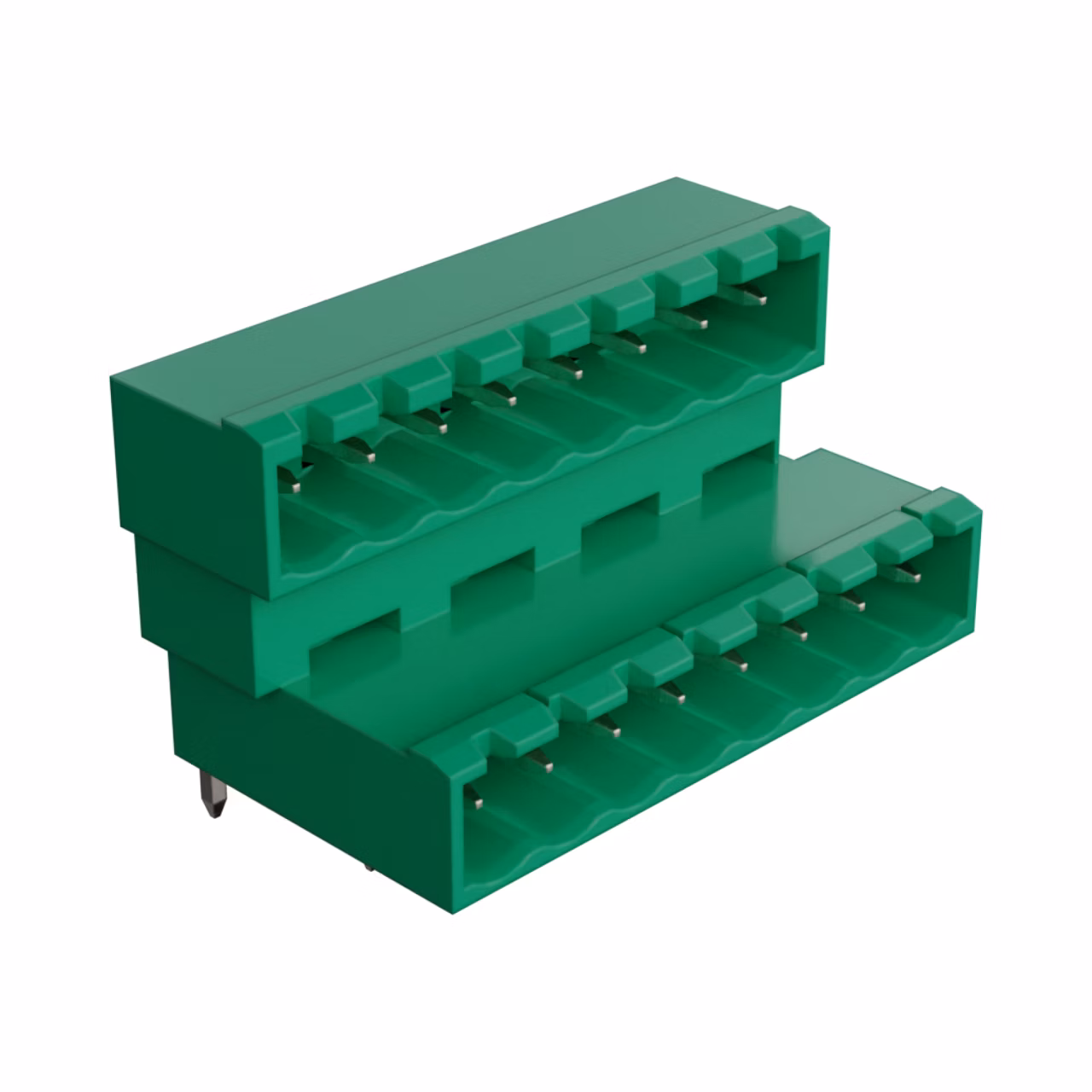 5.00mm Pitch Eurostyle Horizontal Dual Level PCB Header, Closed Ends, Green Housing, 16 Circuits for sale