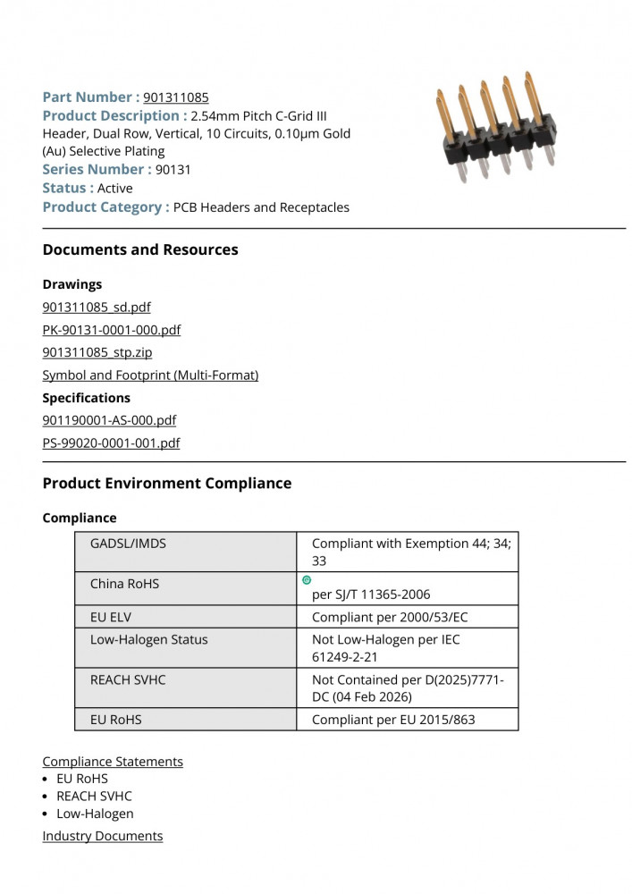 MOLEX 901311085 technical document image 1