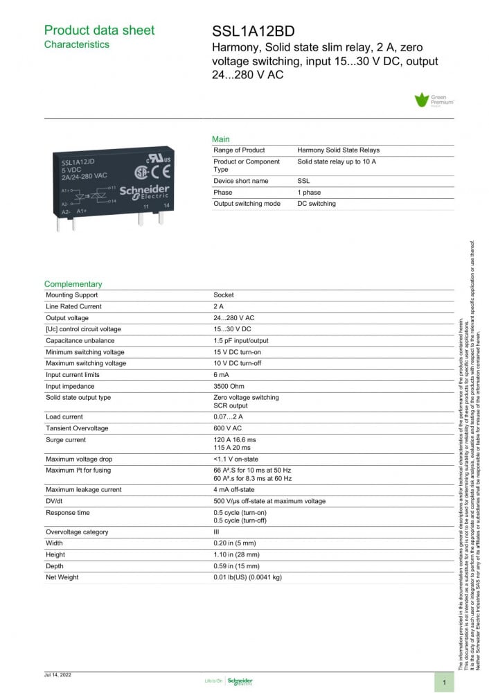 SSL1A12BD technical document page 1