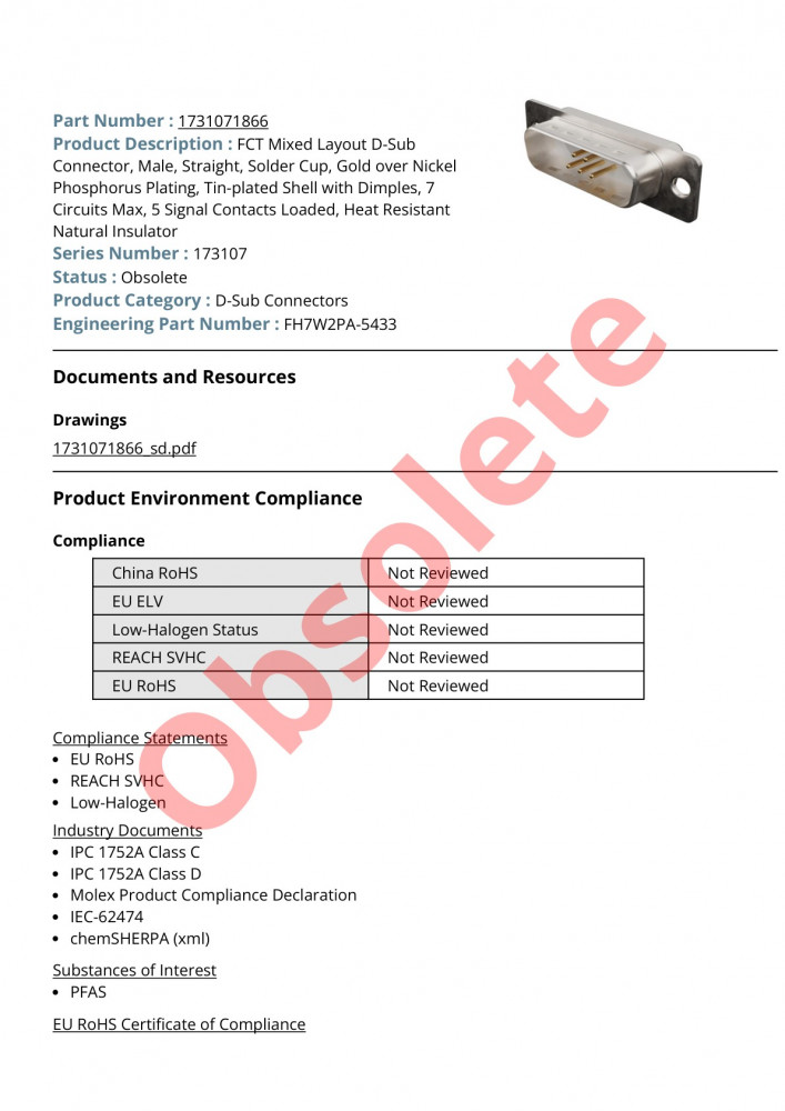 MOLEX 1731071866 product drawing, page 1