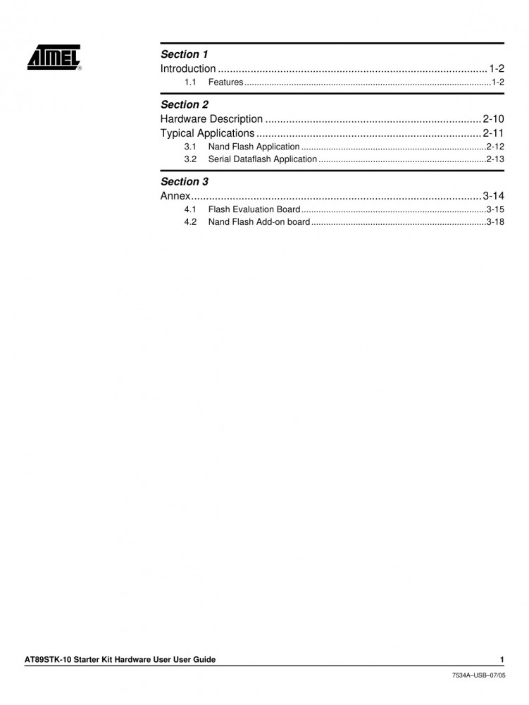 AT89STK-10 hardware guide page 2