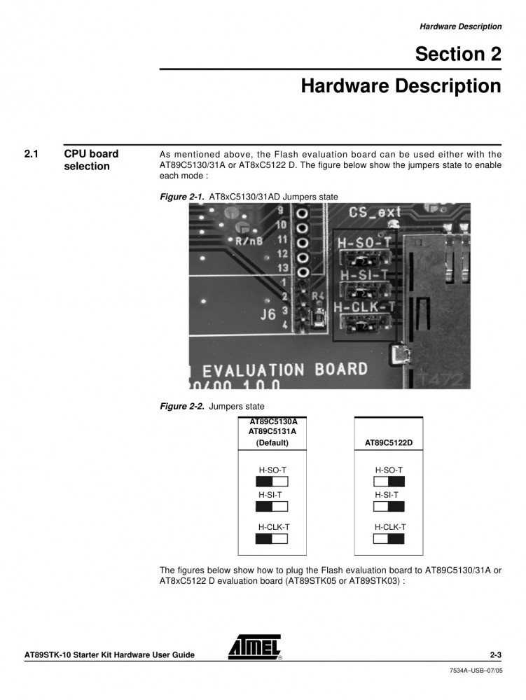 AT89STK-10 hardware guide page 5