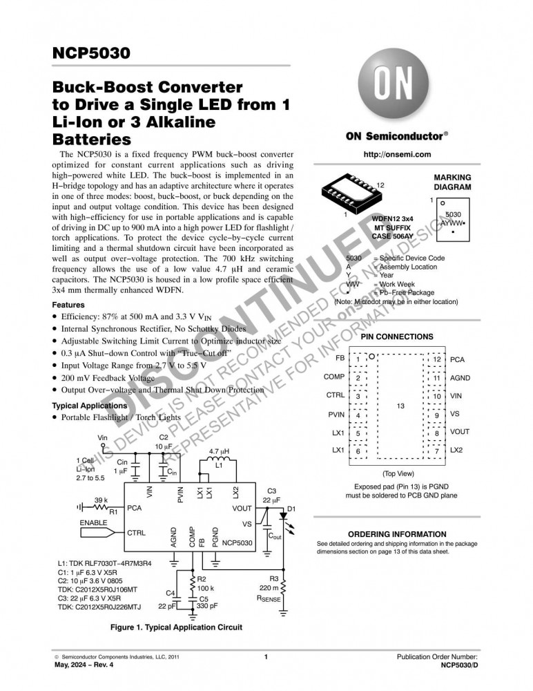 NCP5030 datasheet page 1