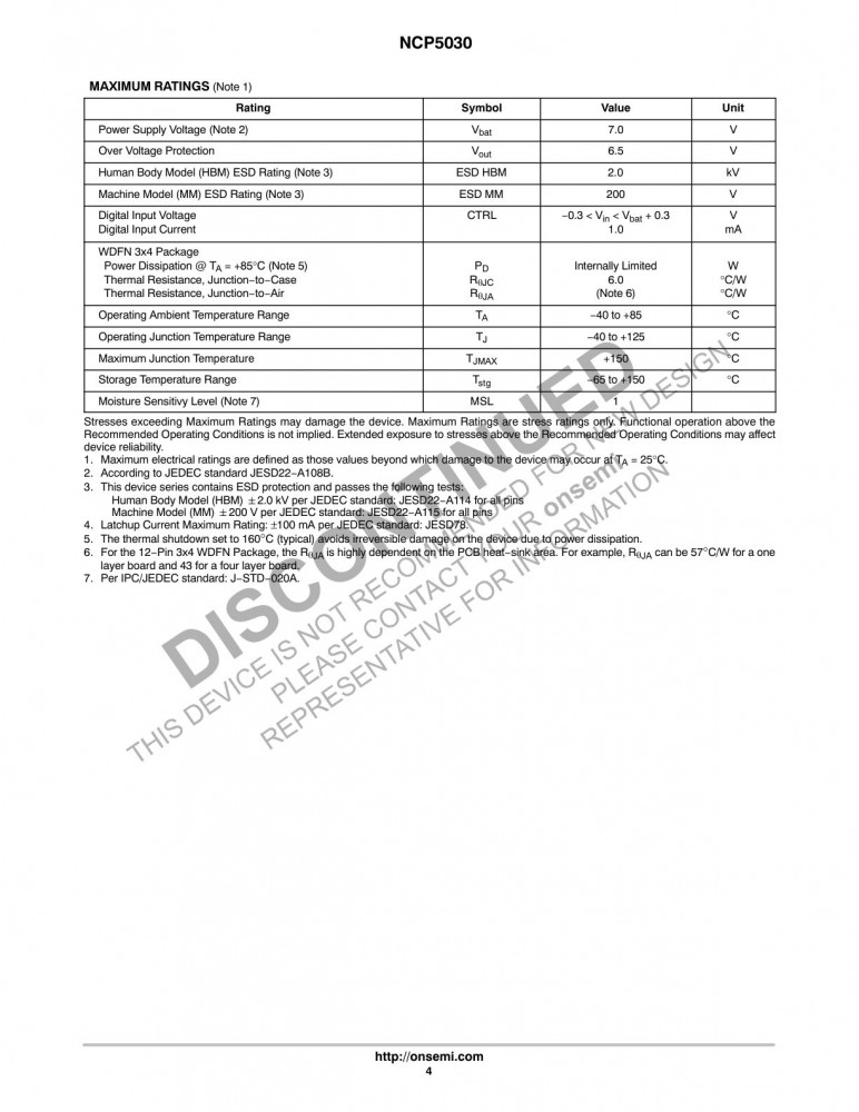 NCP5030 datasheet page 4