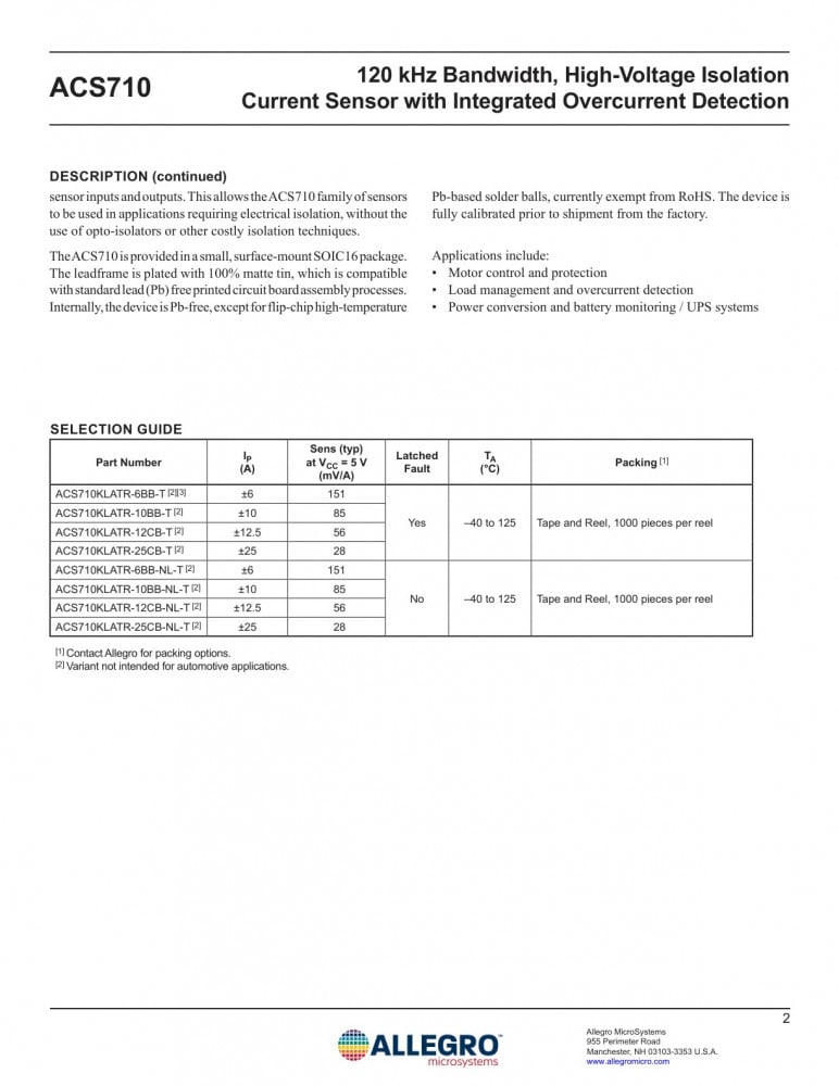 ACS710 datasheet page 2