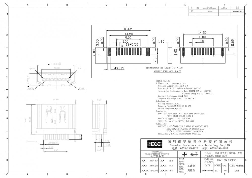 HDMI-GD-136PWB technical document page