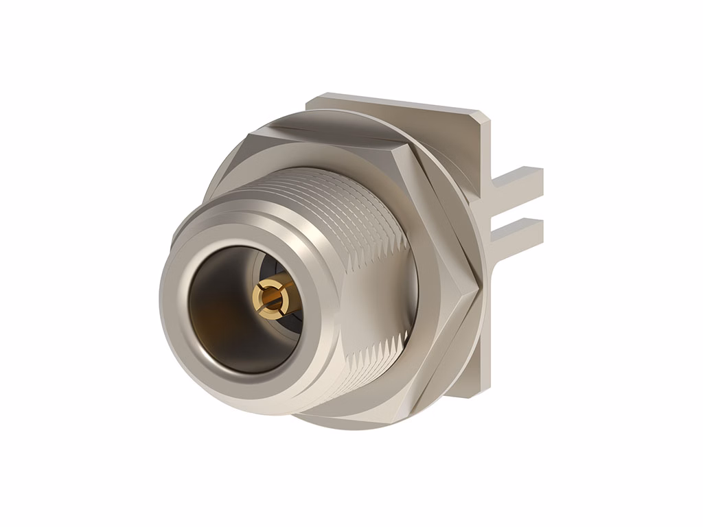 N Jack, Straight, Crimp, RG-141, RG-303 and RG-58 Cable, Brass Body, Nickel (Ni) Plated, One Piece Per Bag, 50 Ohms
