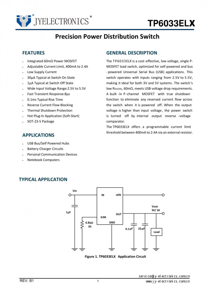 TP6033ELX datasheet page 1