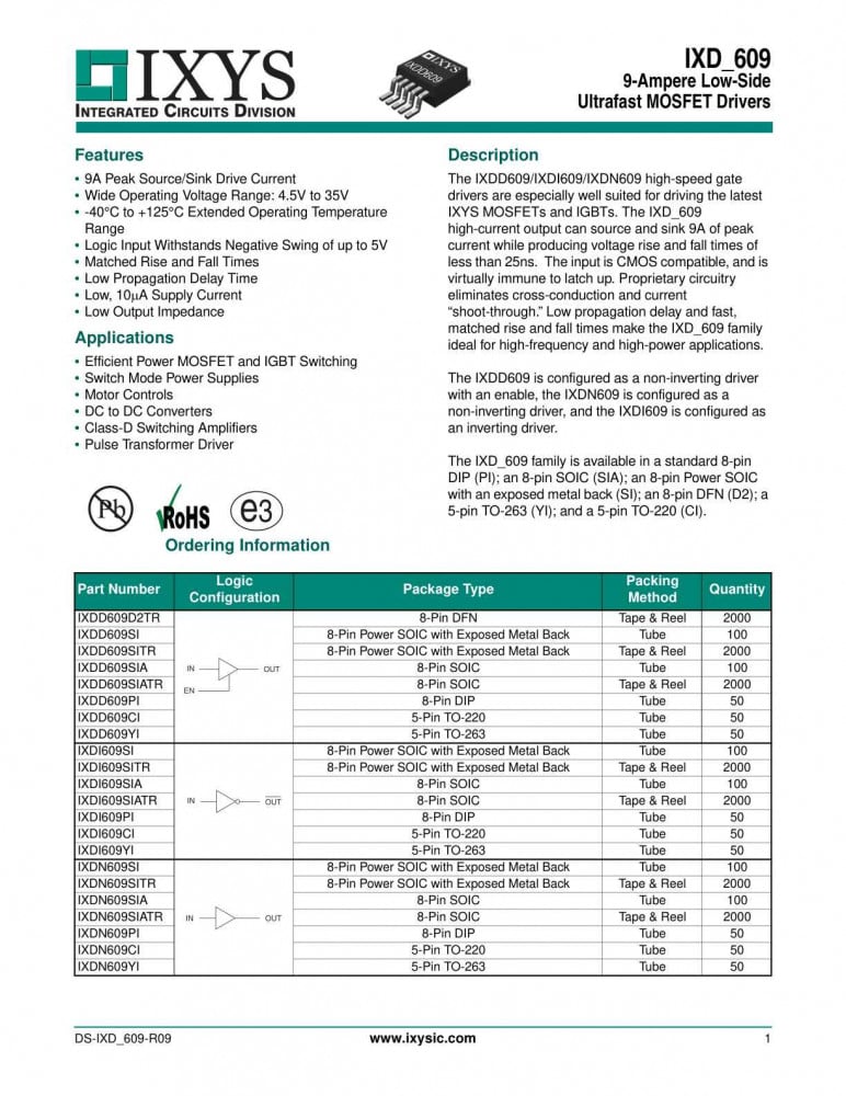 IXDD609 datasheet page 1