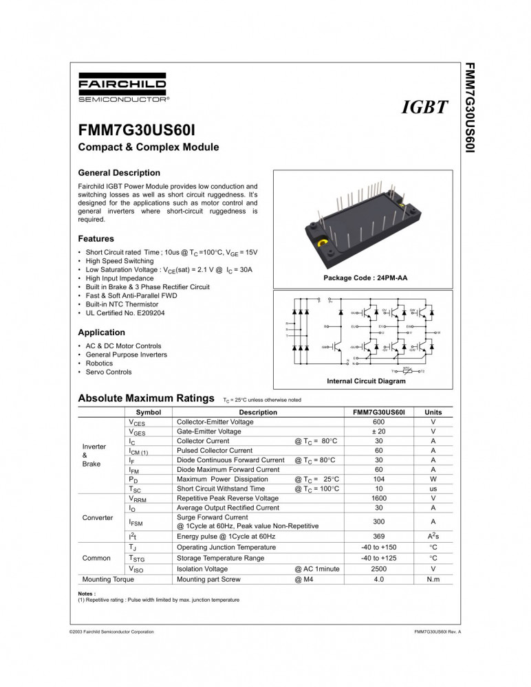 FMM7G30US60I datasheet page 1