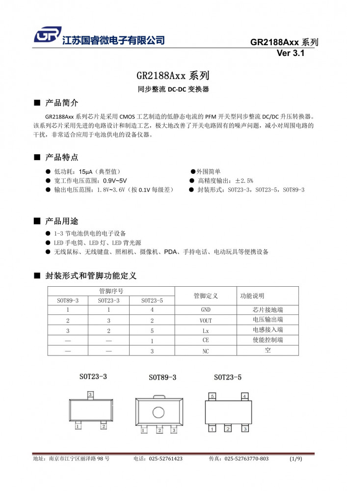 GR2188A22M3G datasheet page 1