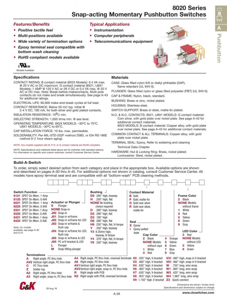 C&K technical document page 1