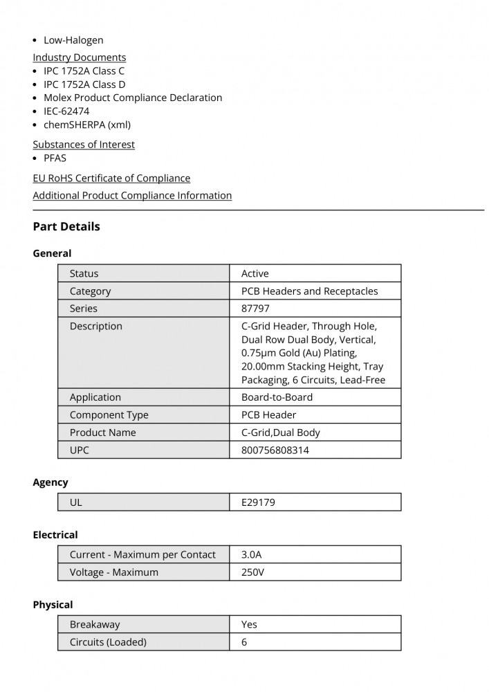 MOLEX 877970600 product document preview, page 2