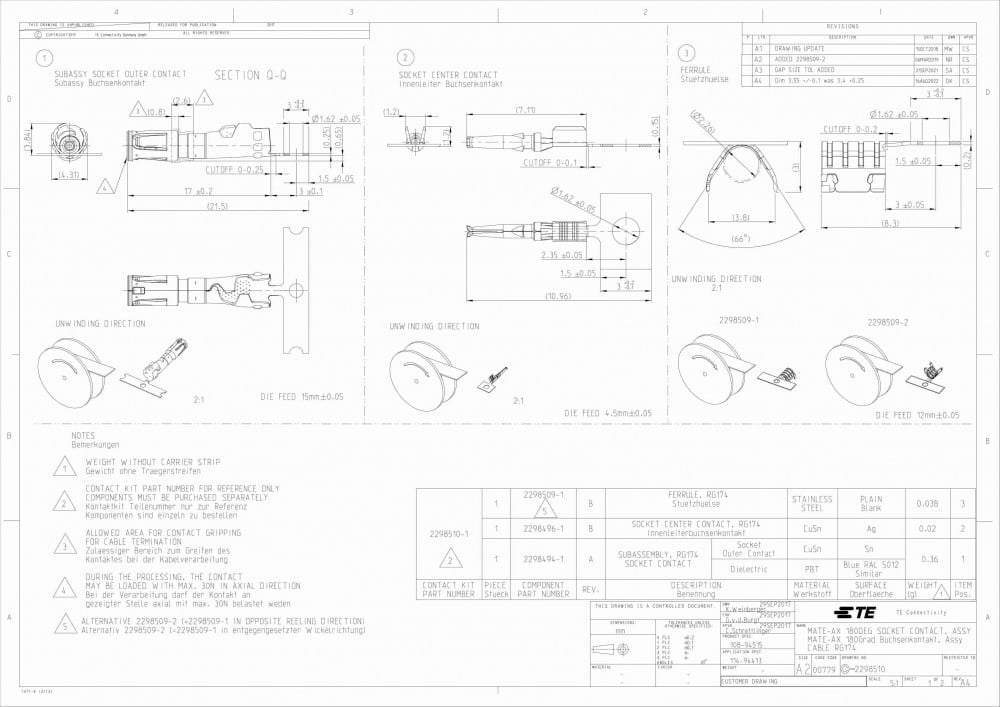 TE Connectivity 2298509-1 drawing, sheet 1