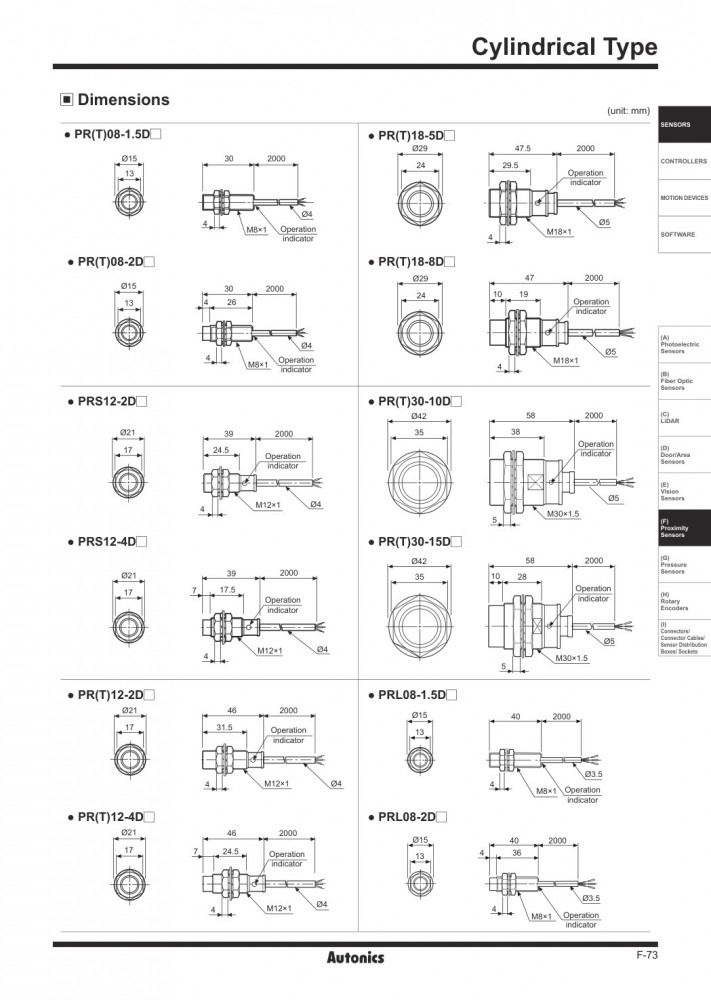 Autonics PR cylindrical proximity sensor documentation page 4