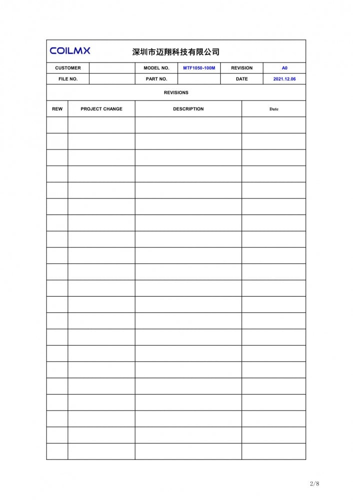 MTF1050-100M approval document page 2