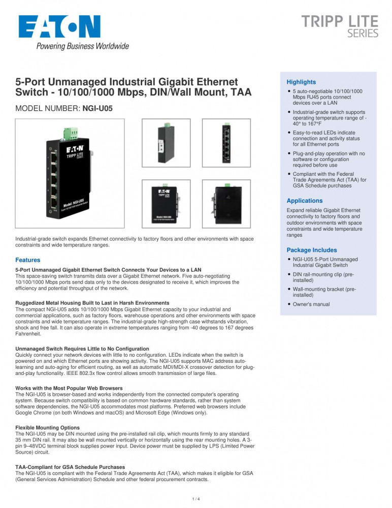 NGI-U05 product document page 1