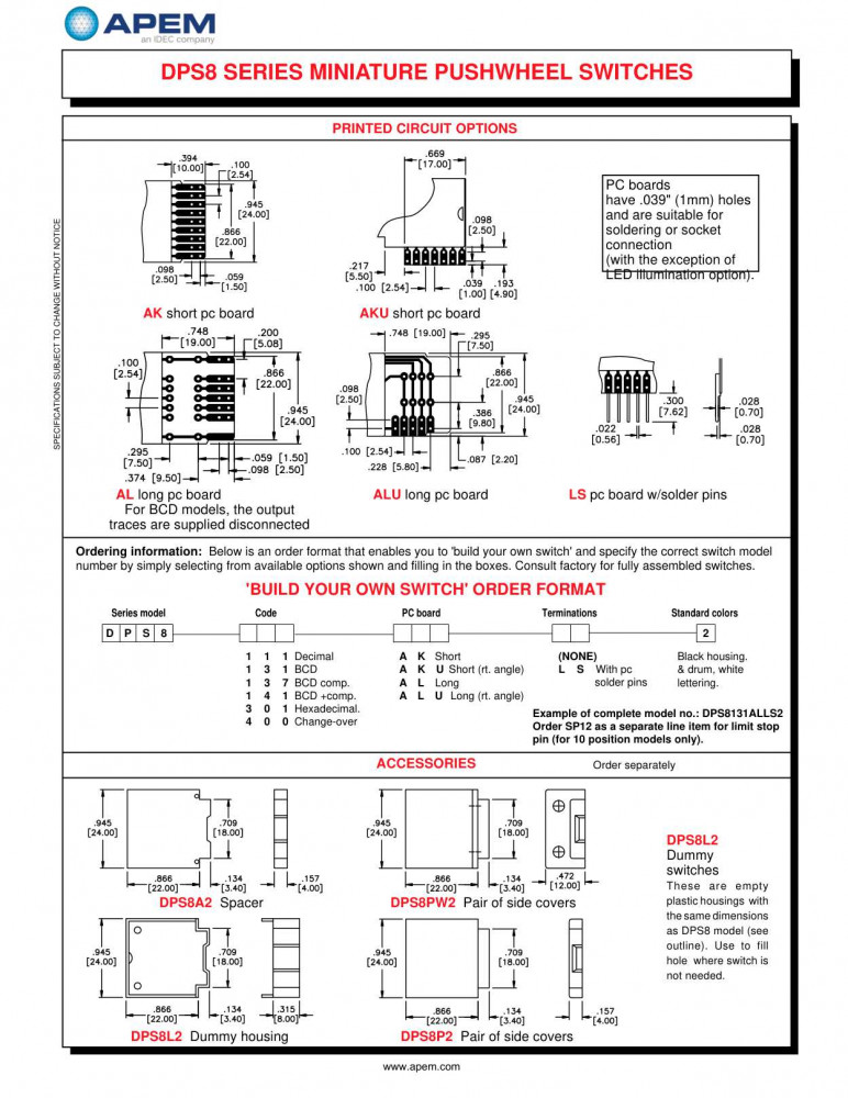 APEM DPS8 datasheet page 3