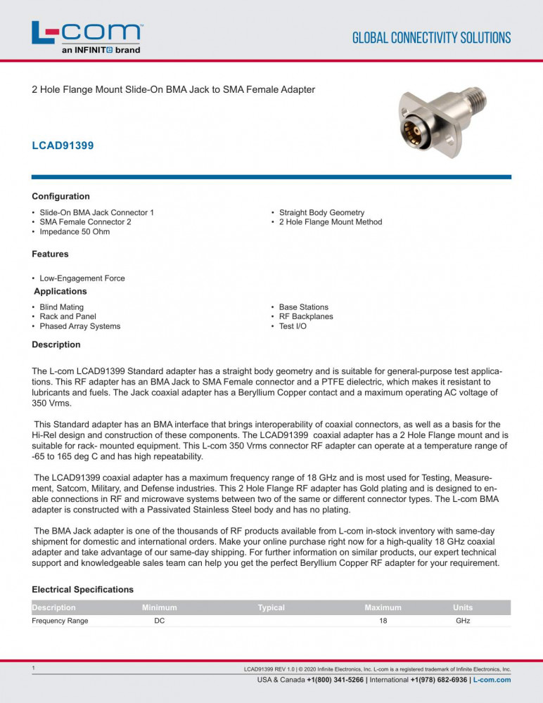 LCAD91399 product documentation page 1
