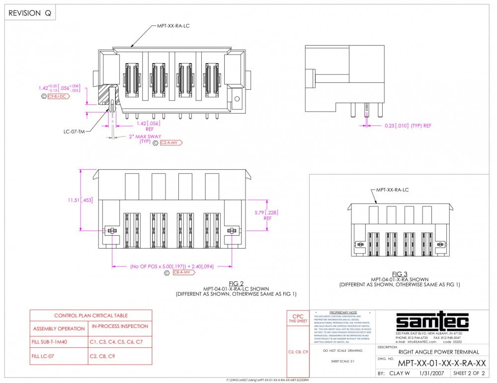 Samtec MPT-06-01-01-L-RA-SD technical drawing page 2