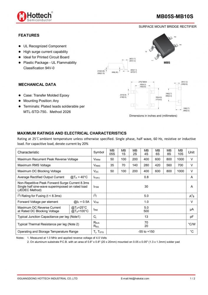 MB6S datasheet page 1