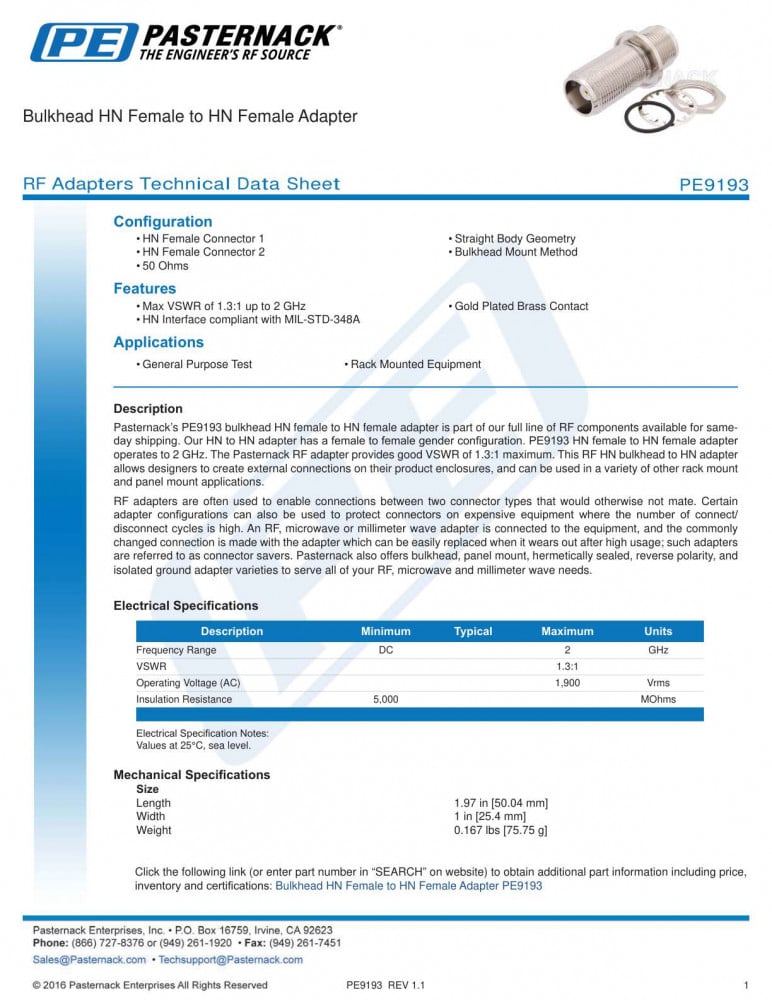 PE9193 technical document page 1