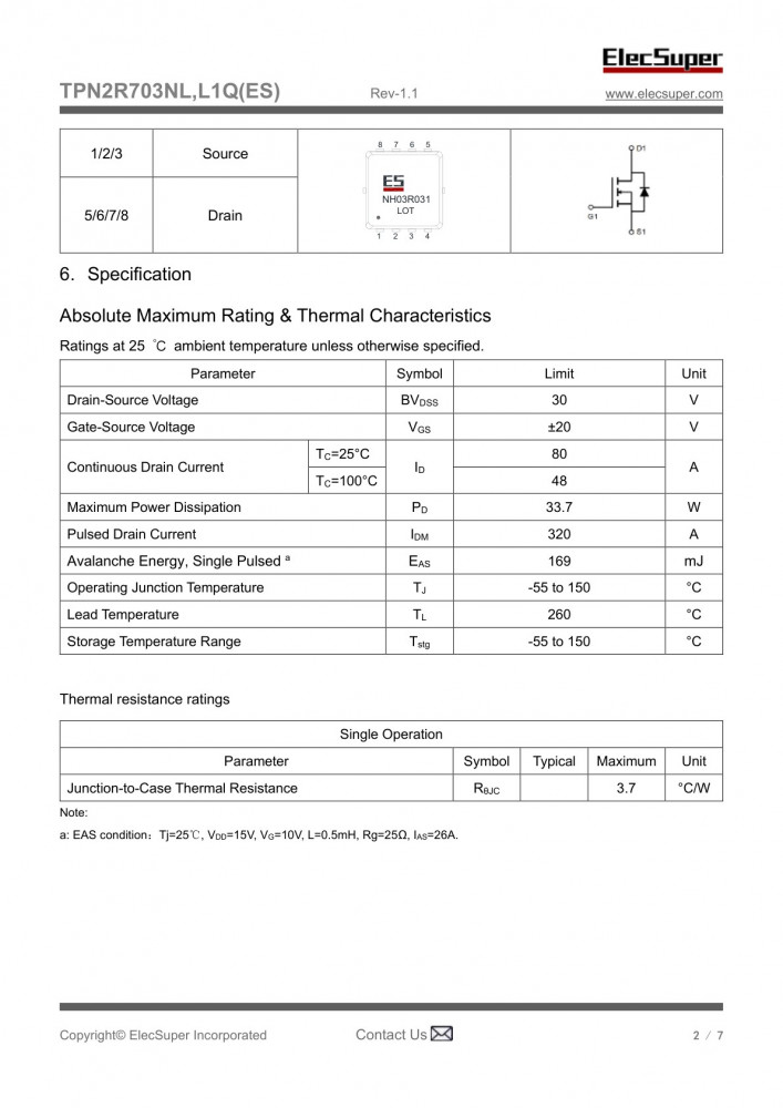 TPN2R703NL,L1Q(ES) datasheet page 2