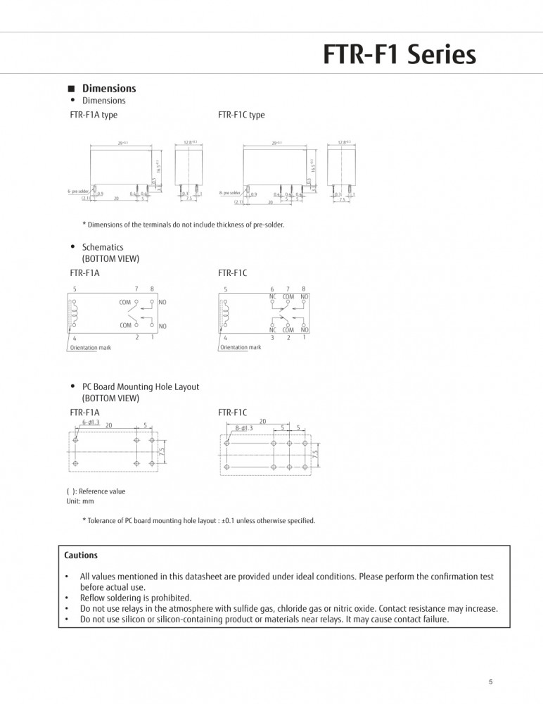 FTR-F1 series datasheet page 5