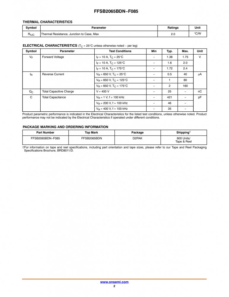 FFSB2065BDN-F085 datasheet page 2