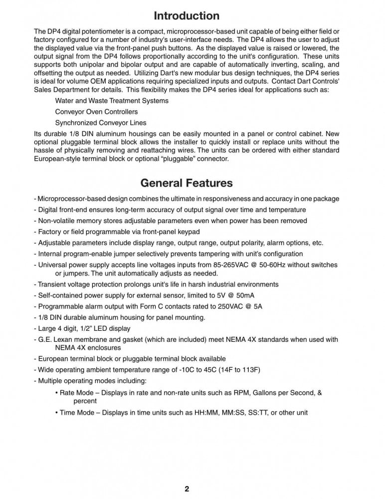 DART DP4 manual page 4