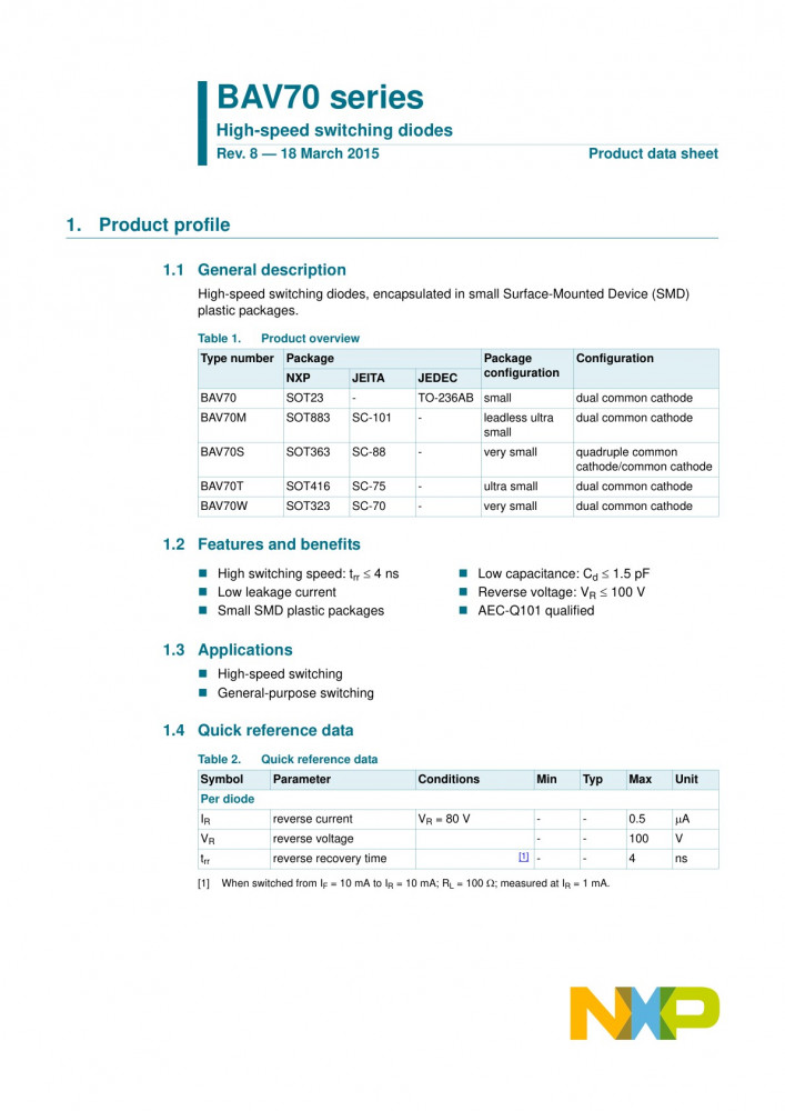 BAV70 datasheet preview page 2
