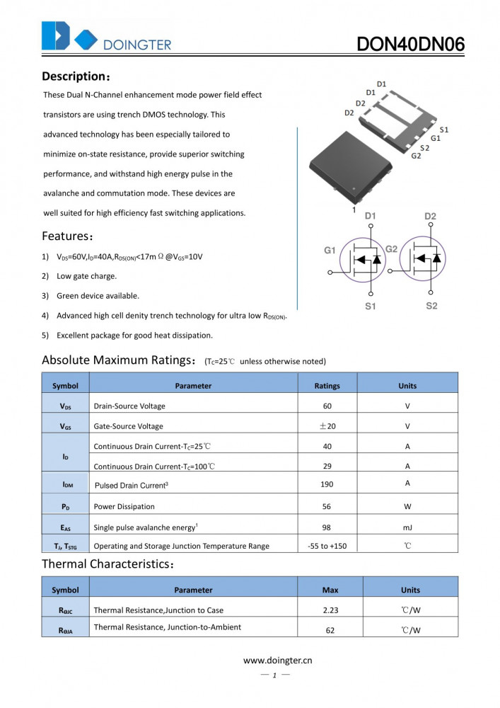 DON40DN06 datasheet page 1