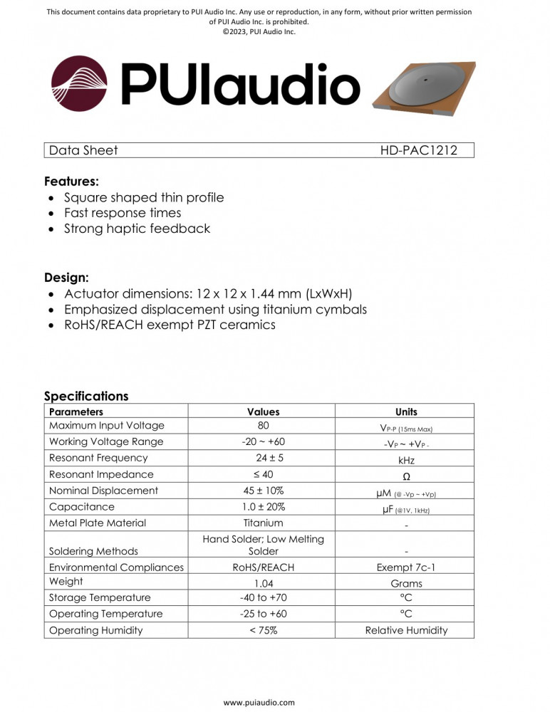 HD-PAC1212 datasheet page 1