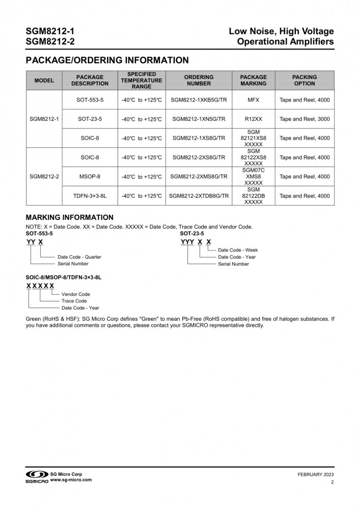 SGM8212-1 datasheet page 2