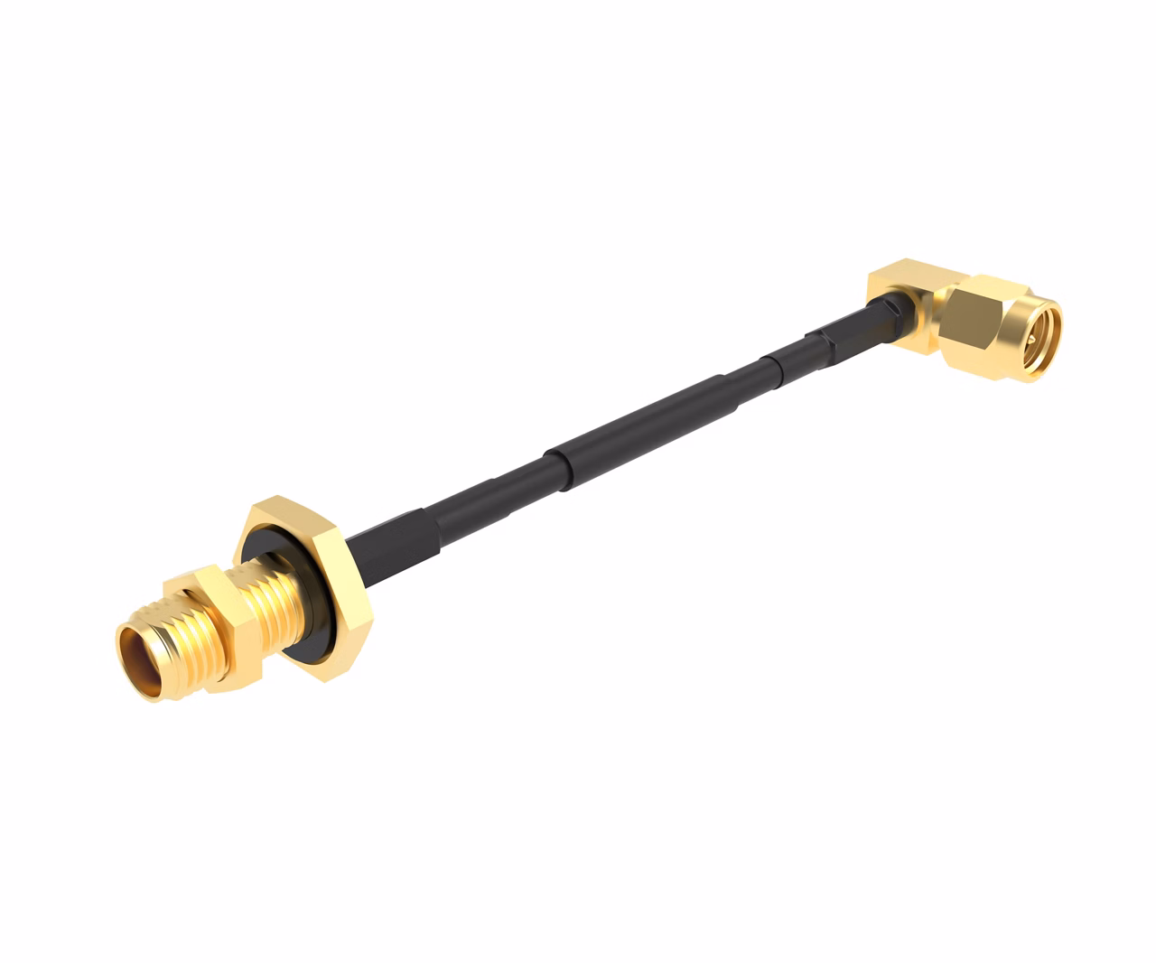 SMA Straight Bulkhead Jack to SMA Right-Angle Plug on RG-174 Cable, 152.40mm Length, 50 Ohm for sale