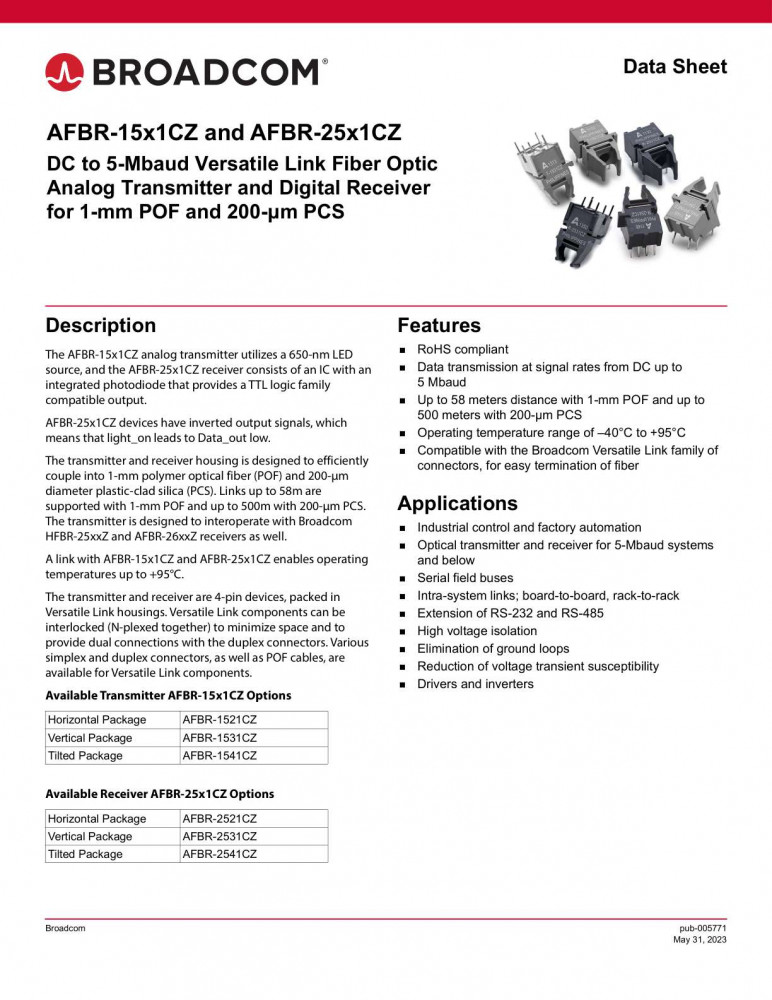 AFBR-2541CZ datasheet page 1