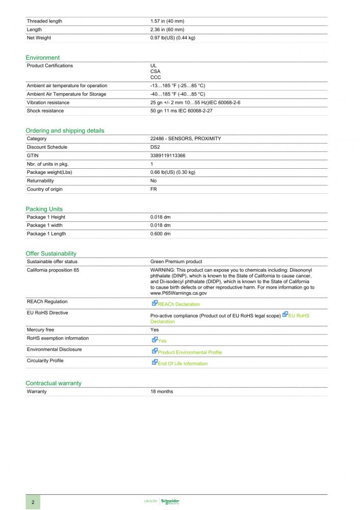 XS218SAMAL10 technical document page 2