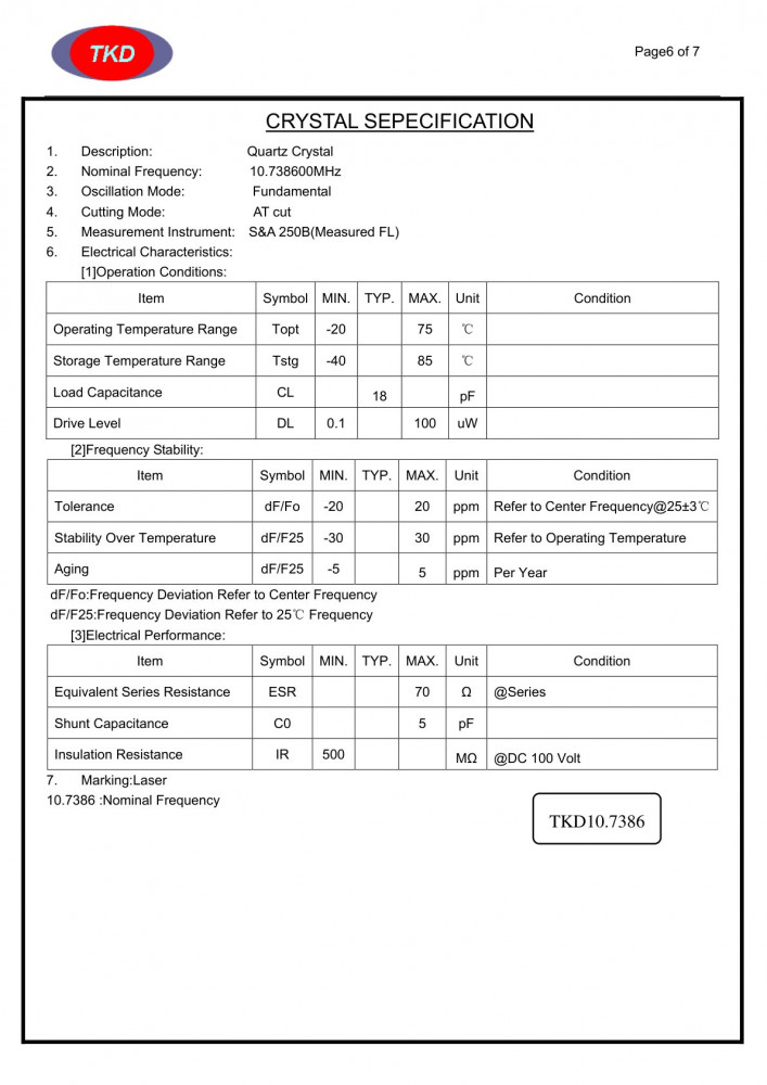 TKD crystal specification page 3