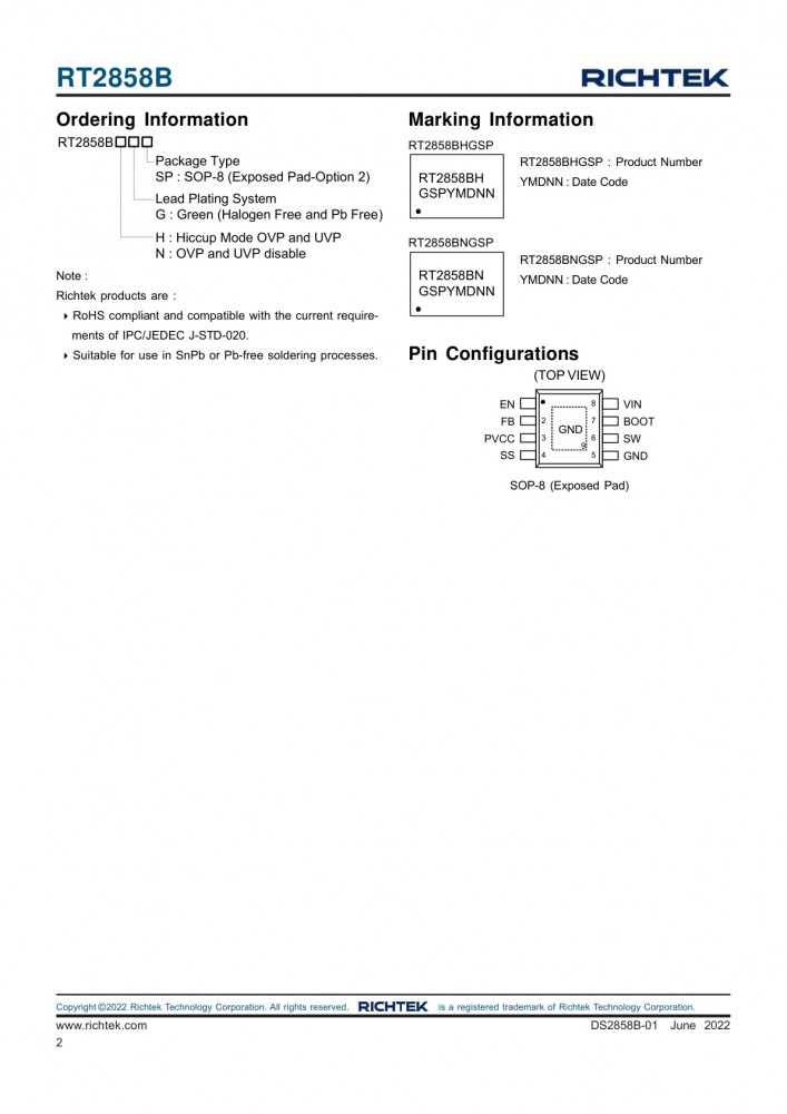 RT2858B datasheet page 2