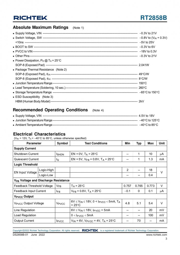 RT2858B datasheet page 3