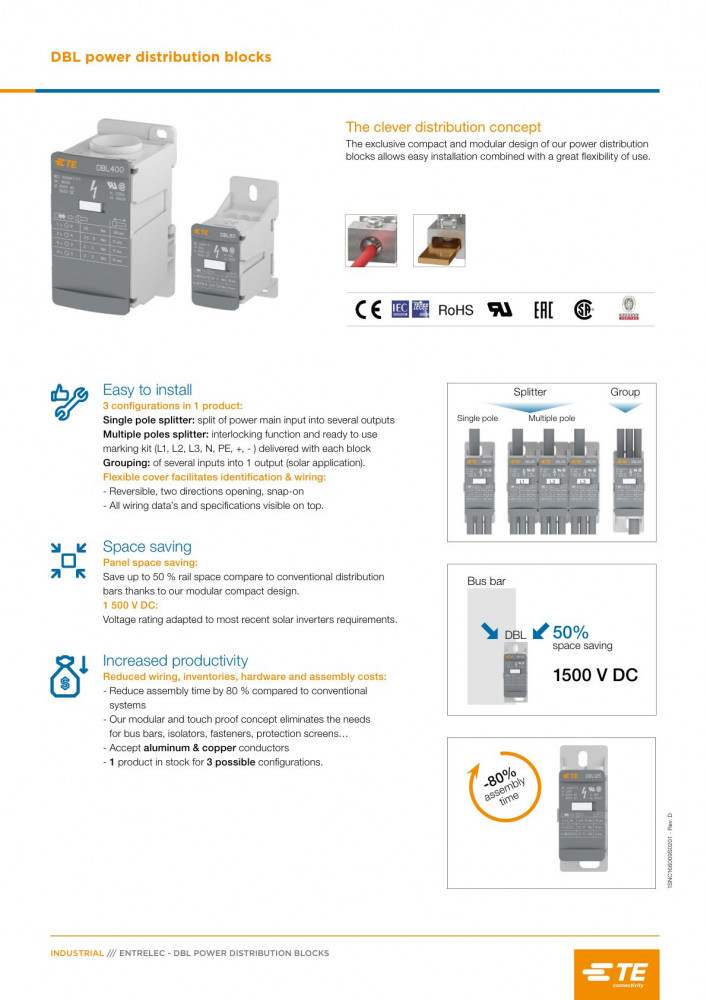 TE Connectivity DBL power distribution blocks document page 2