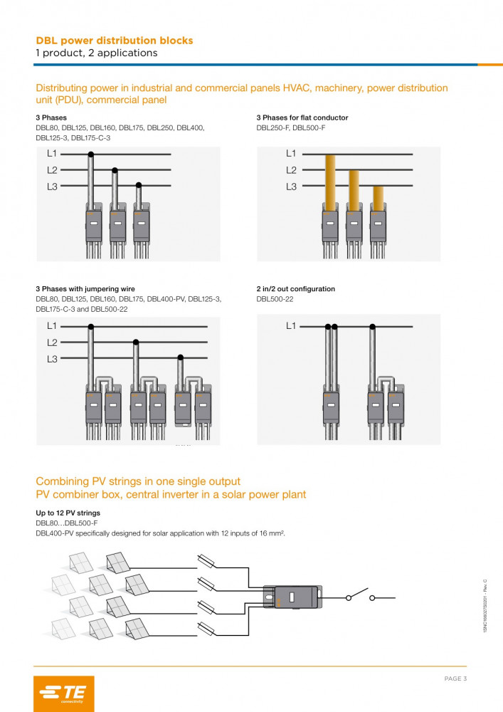 TE Connectivity DBL power distribution blocks document page 3