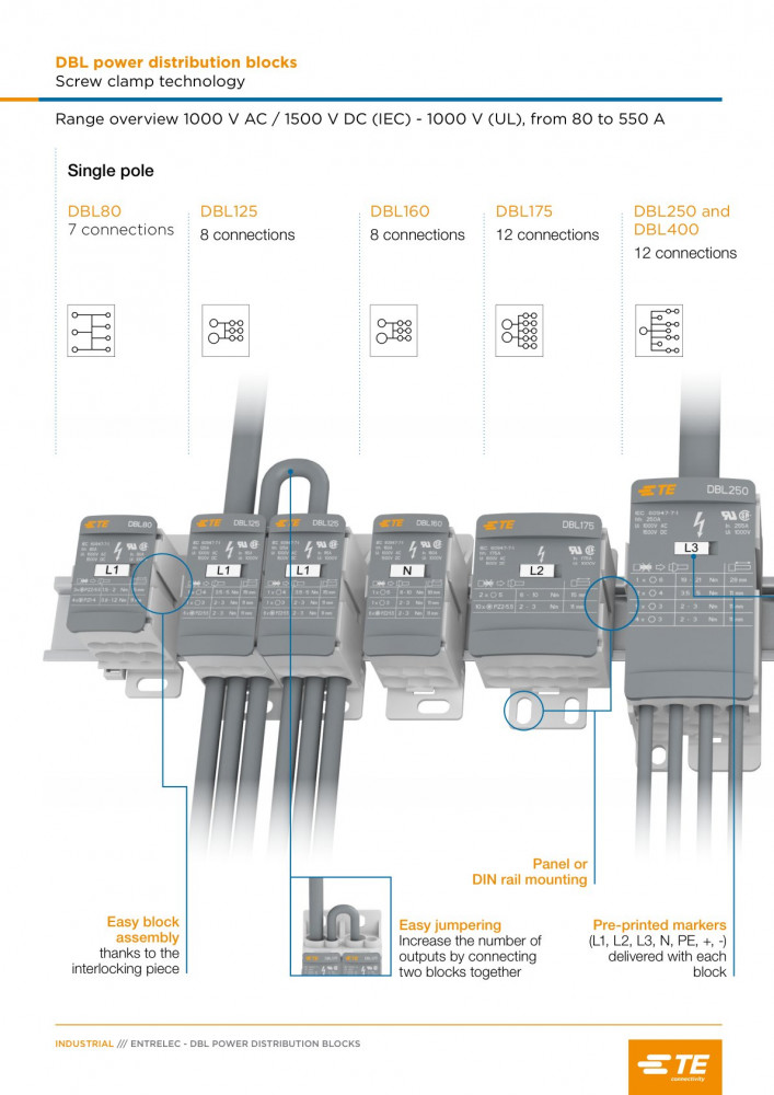 TE Connectivity DBL power distribution blocks document page 4