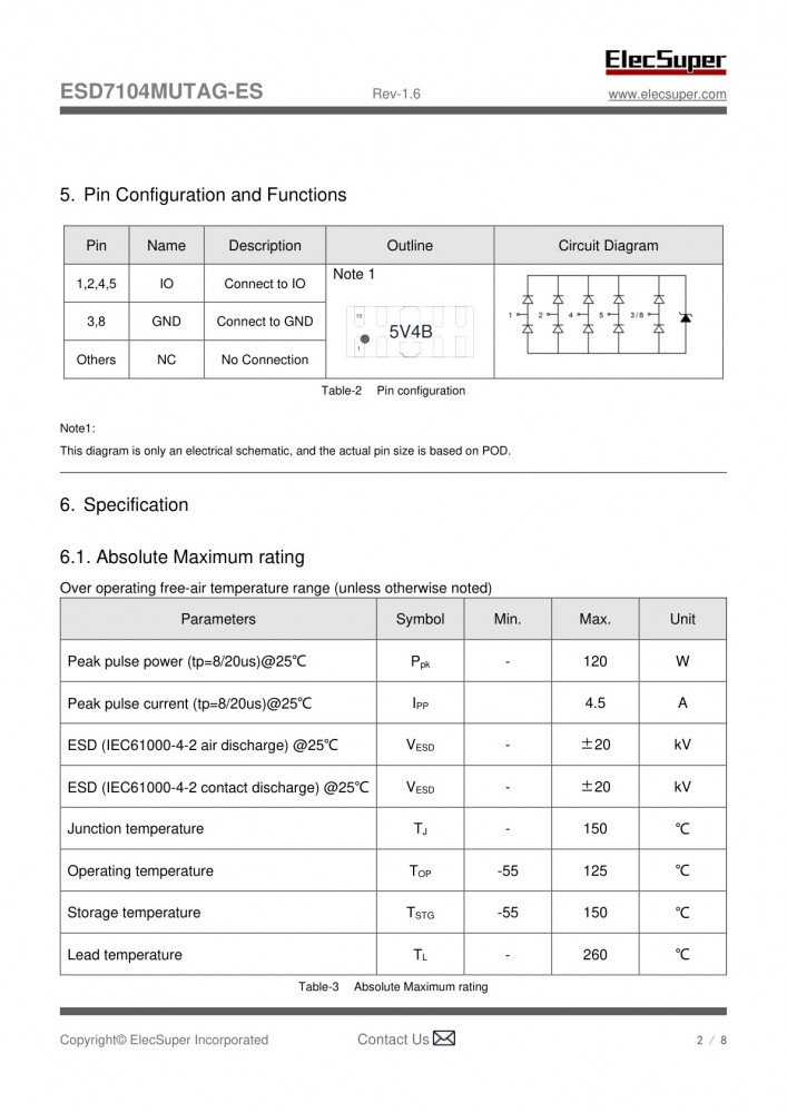 ESD7104MUTAG-ES datasheet page 2