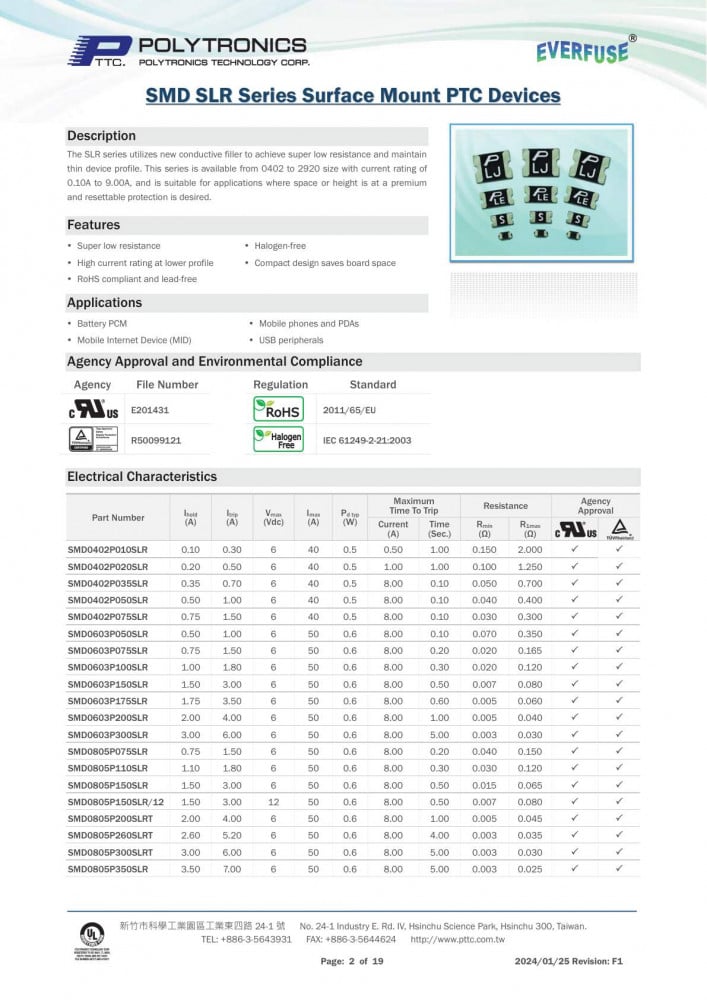 PTTC SMD SLR datasheet page 2