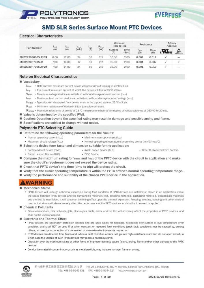 PTTC SMD SLR datasheet page 4